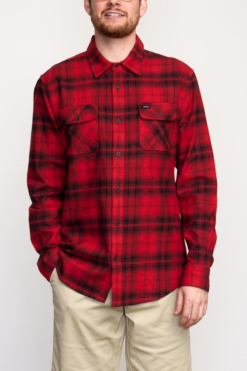 Lyst Rvca Standoff Plaid Flannel Shirt In Red For Men